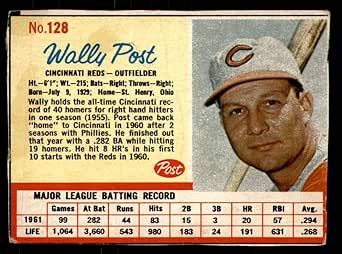 Amazon.com: Baseball MLB 1962 Cereal #128 Wally Post creased Reds ...
