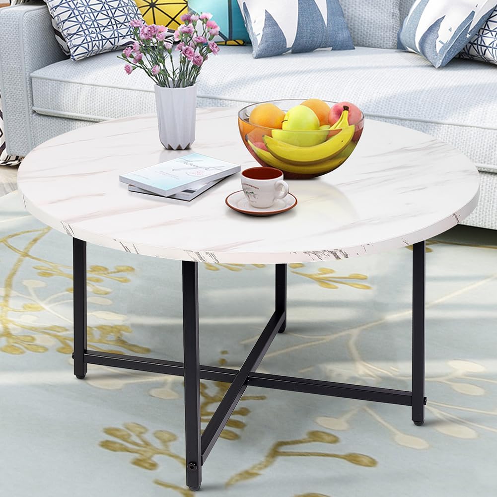 Amazon.com: EMUQUD Round Coffee Table,Living Room Table,23.6" Wood ...
