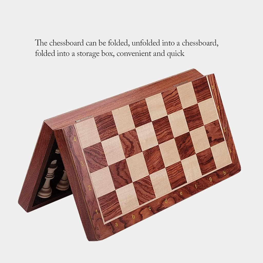 Chess Board Portable Folding Wooden Chess Set with 4″ King Height Chess Pieces Large High-end ...