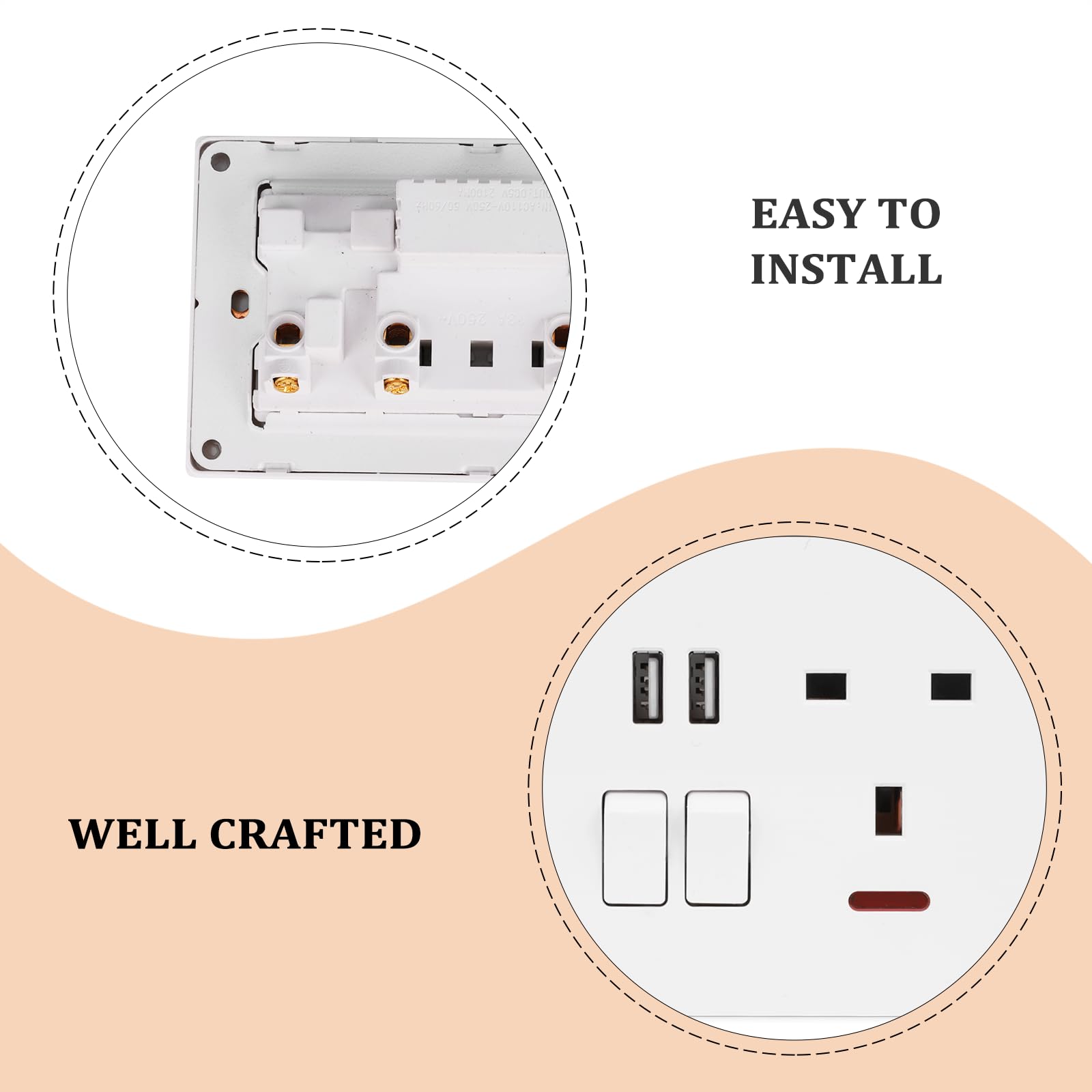 Konesky Double Socket, Switched Socket with Dual USB Charging Ports ...