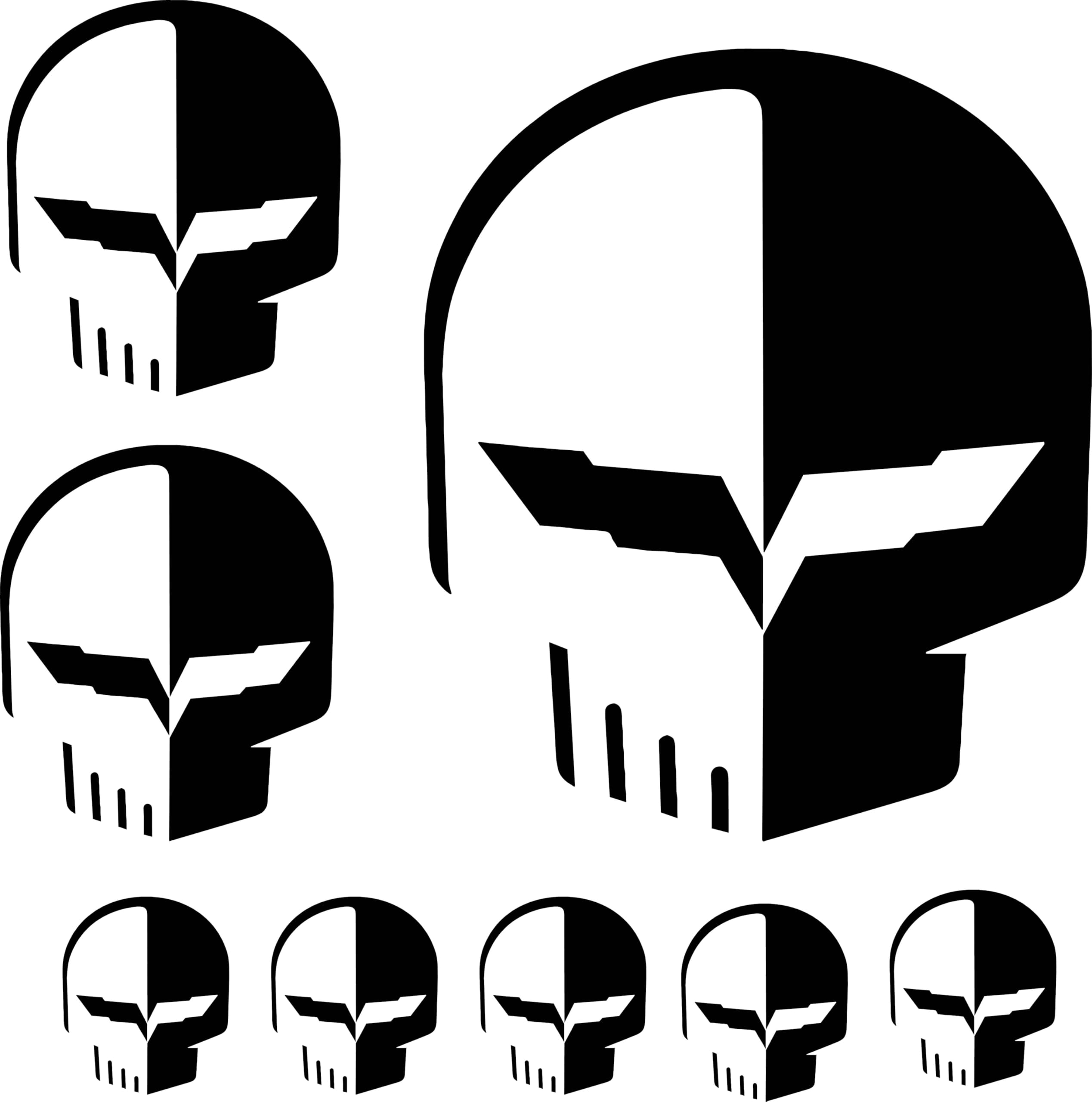 Amazon.com: Cartat2s 6 Pack C6 Jake Skull Vinyl Decal Racing Car Window ...
