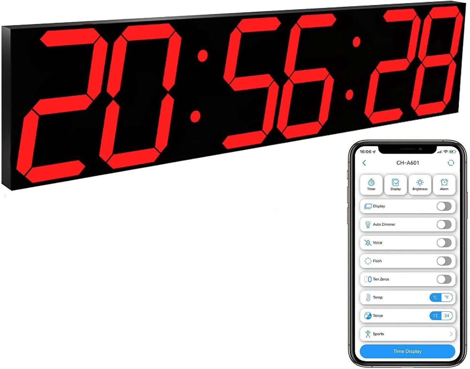Amazon.com: WiFi LED Digital Wall Clock - New Fitness Mode, Built-in ...