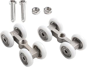 Amazon.com: Sliding Door Roller, 4-Wheel Metal Sliding Track Pocket ...