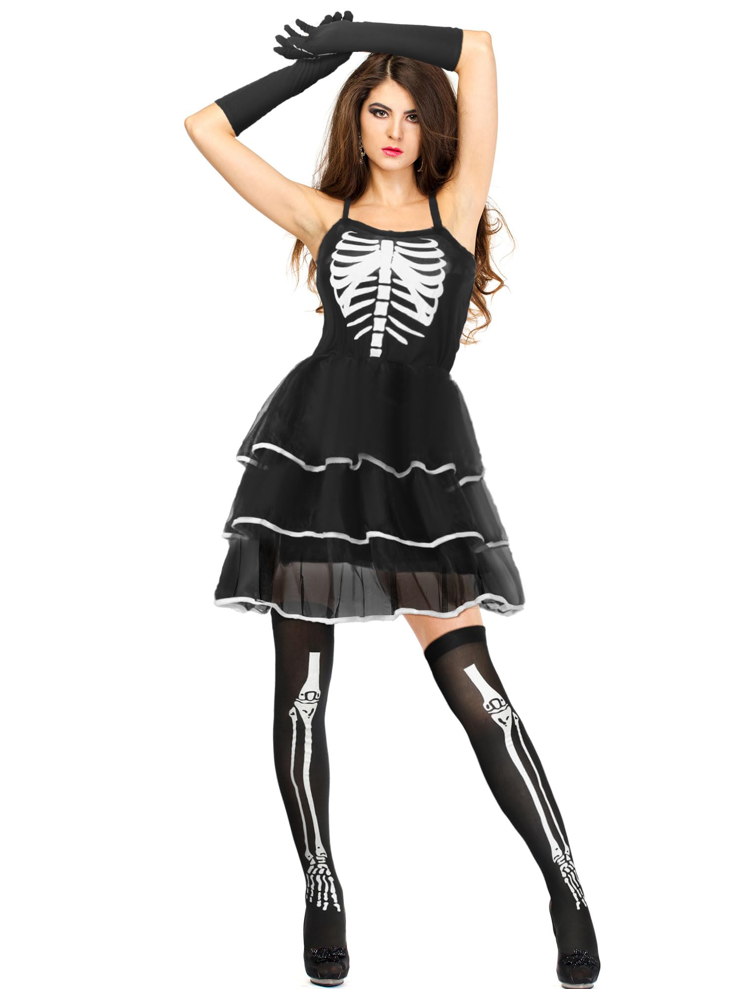 Amazon.com: Geyoga Halloween Skeleton Costume Includes Skeleton Costume ...