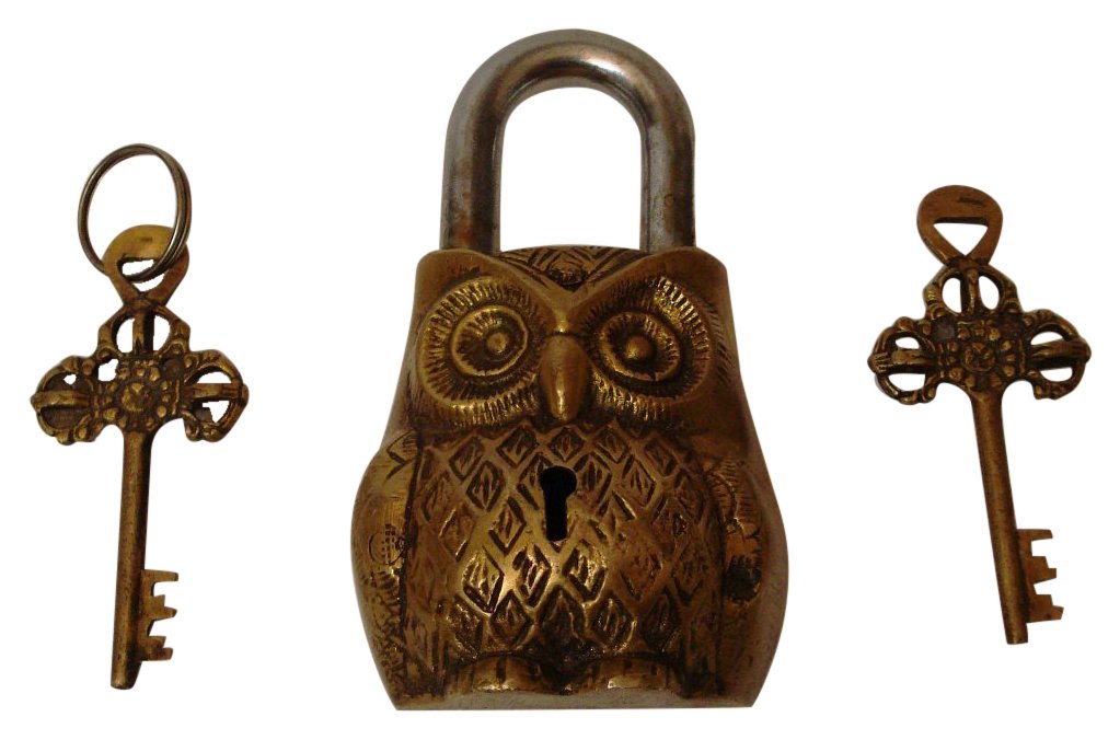Amazon.com: Brass Blessing ANTIQUE Style OWL Type Padlock - Lock with ...