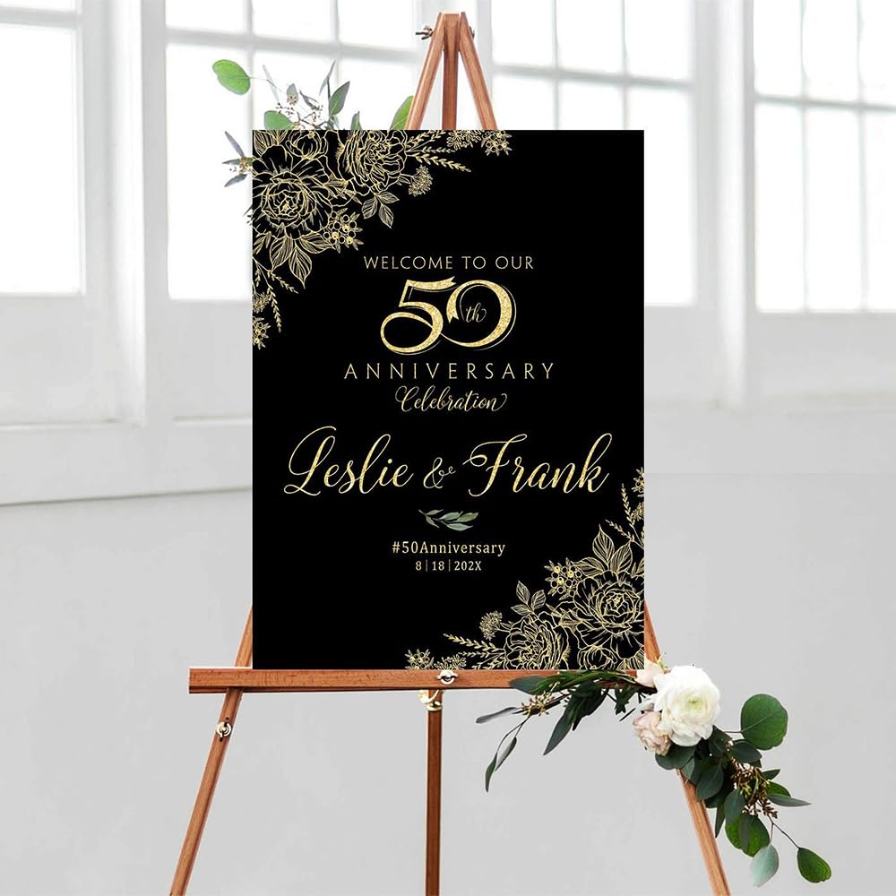 Amazon.com: 50th Anniversary Sign, Golden Decorations, 50th Anniversary ...