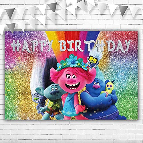Trolls Backdrop 1st Birthday For Girl 5x3 Happy Birthday Vintage Trolls Theme Background For trolls-backdrop-1st-birthday-for-girl-5x3-happy-birthday-vintage-trolls-theme-background-for