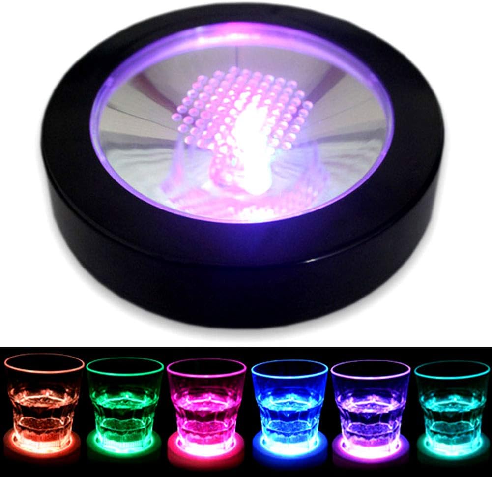Amazon.com: LED Coasters for Drinks, LAFEINA USB Rechargeable Light Up ...