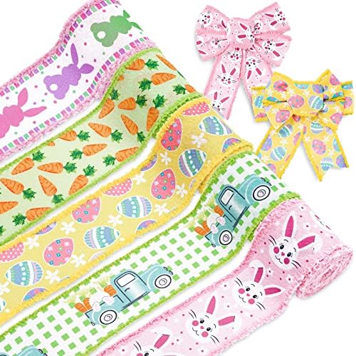 Amazon.com: Whaline 30 Yards Easter Wired Edge Ribbon - Pink, Green ...