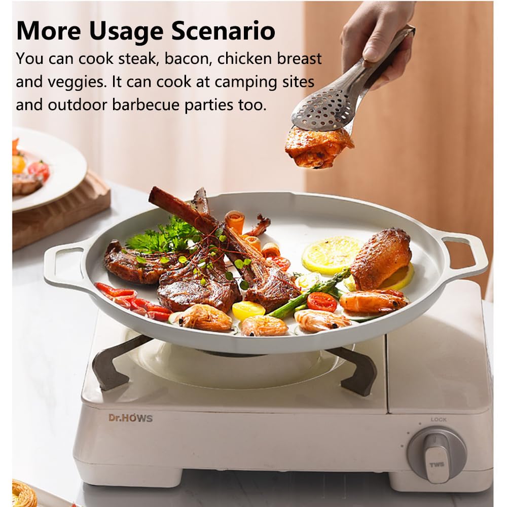 Outdoor Cooking Pan Wovilon Nonstick Round Griddle Grill Pan For Korean ...