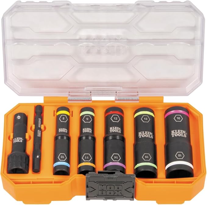 Klein Tools 65619 KNECT Flip-10 Metric Impact Socket Set, Deep Sockets ...