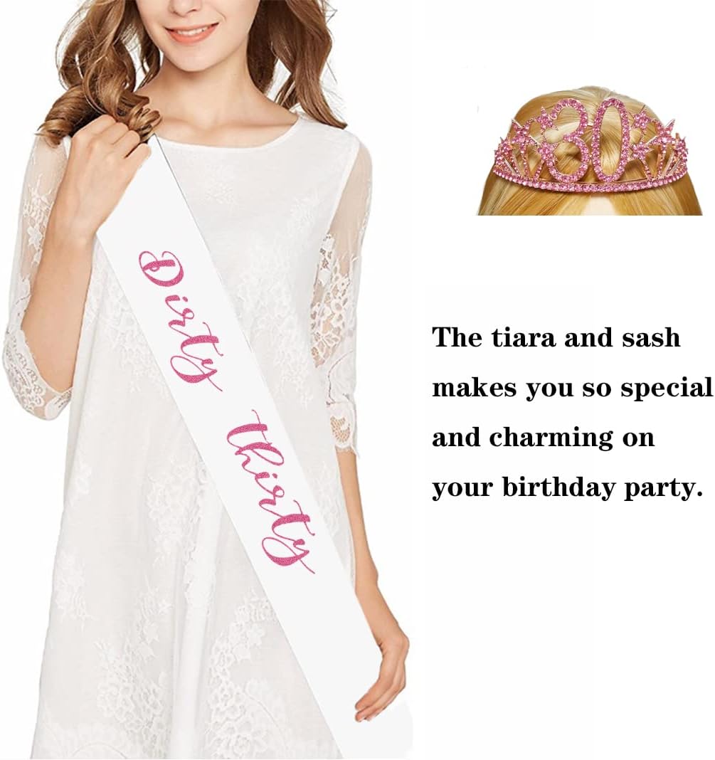 Buy Happy 30th Birthday Tiara and Sash Gifts Crystal Rhinestone ...