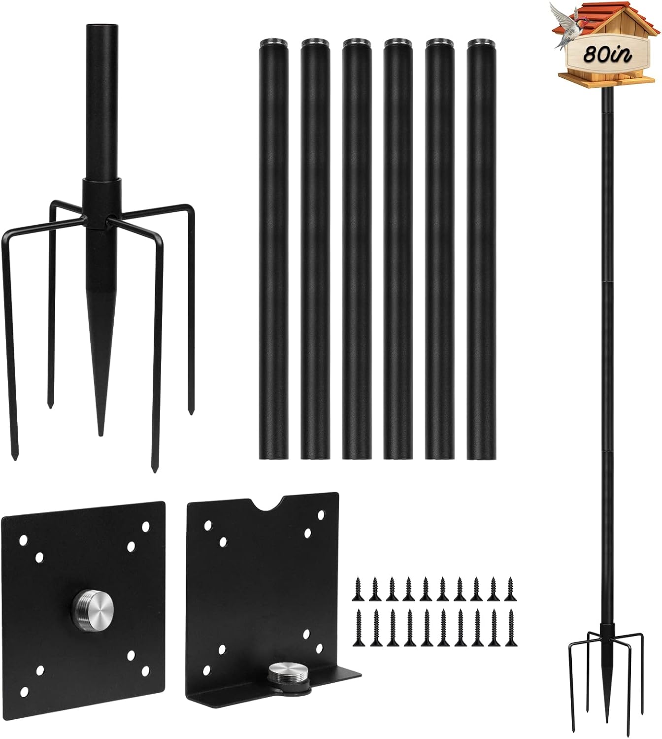 Amazon.com : Restland Bird House Pole for Outdoor, Adjustable 80 Inches ...