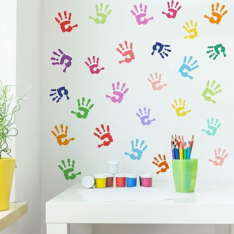 Amazon.com: PLIGREAT Colorful Handprints Wall Stickers, Peel and Stick ...