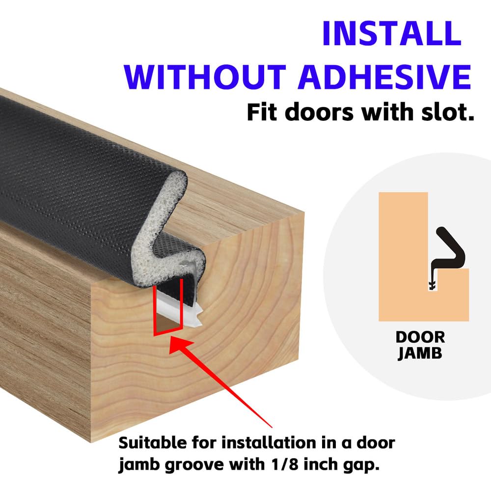 Snapklik.com : SameTech Door Weather Stripping Soundproof Door Seal Strip V Shaped Foam Kerf ...