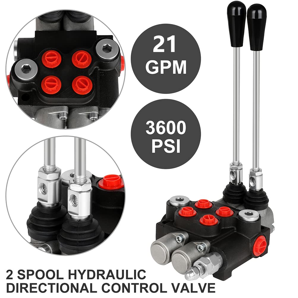 Hydraulic Flow Control Valve 2 Spool 21 GPM G Ports Adjustable Relief ...
