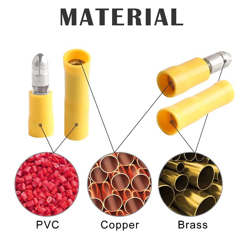 Snapklik.com : Bullet Connectors Male/Female Kits 100 Pcs 12-10 AWG ...