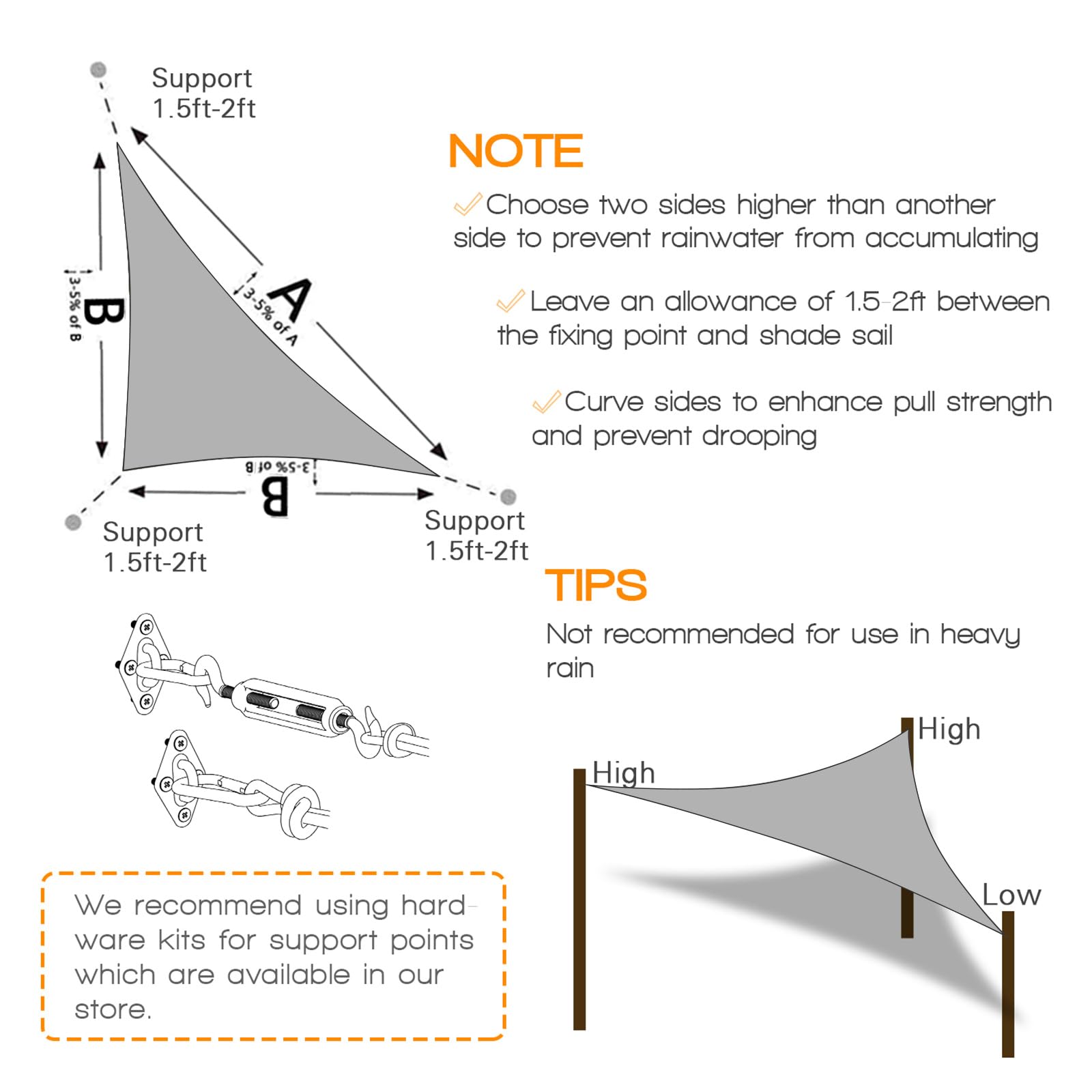 Snapklik.com : Artpuch 10X10X14 Sun Shade Sail Curved Commercial ...