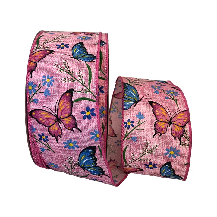 Amazon.com: Wired Pink Butterfly Ribbon, 50 Yards