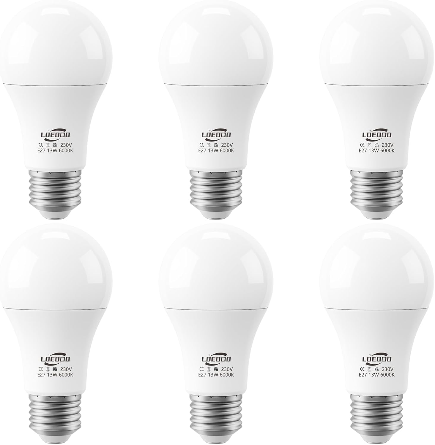 LOEODO E27 LED Screw Bulbs 100W Equivalent, 13W Light Bulb, 1200 Lumens ...