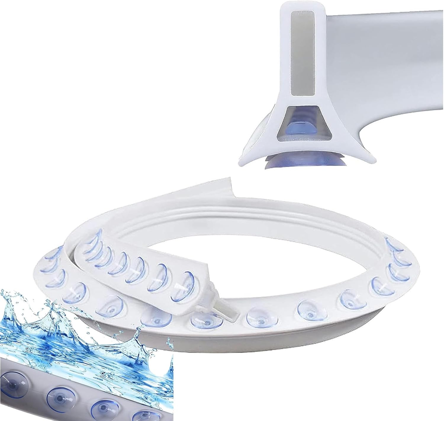 White Silicone Shower Water Barrier Strip Curved Groove Design for ...