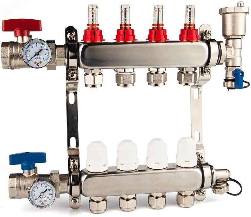 Amazon.com: Floor Heating Manifold Set 4 Branch Stainless Steel Floor ...