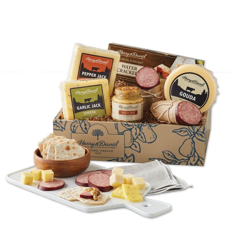 Amazon.com : Harry & David Deluxe Meat & Cheese Gift Box, Cheese Of The ...
