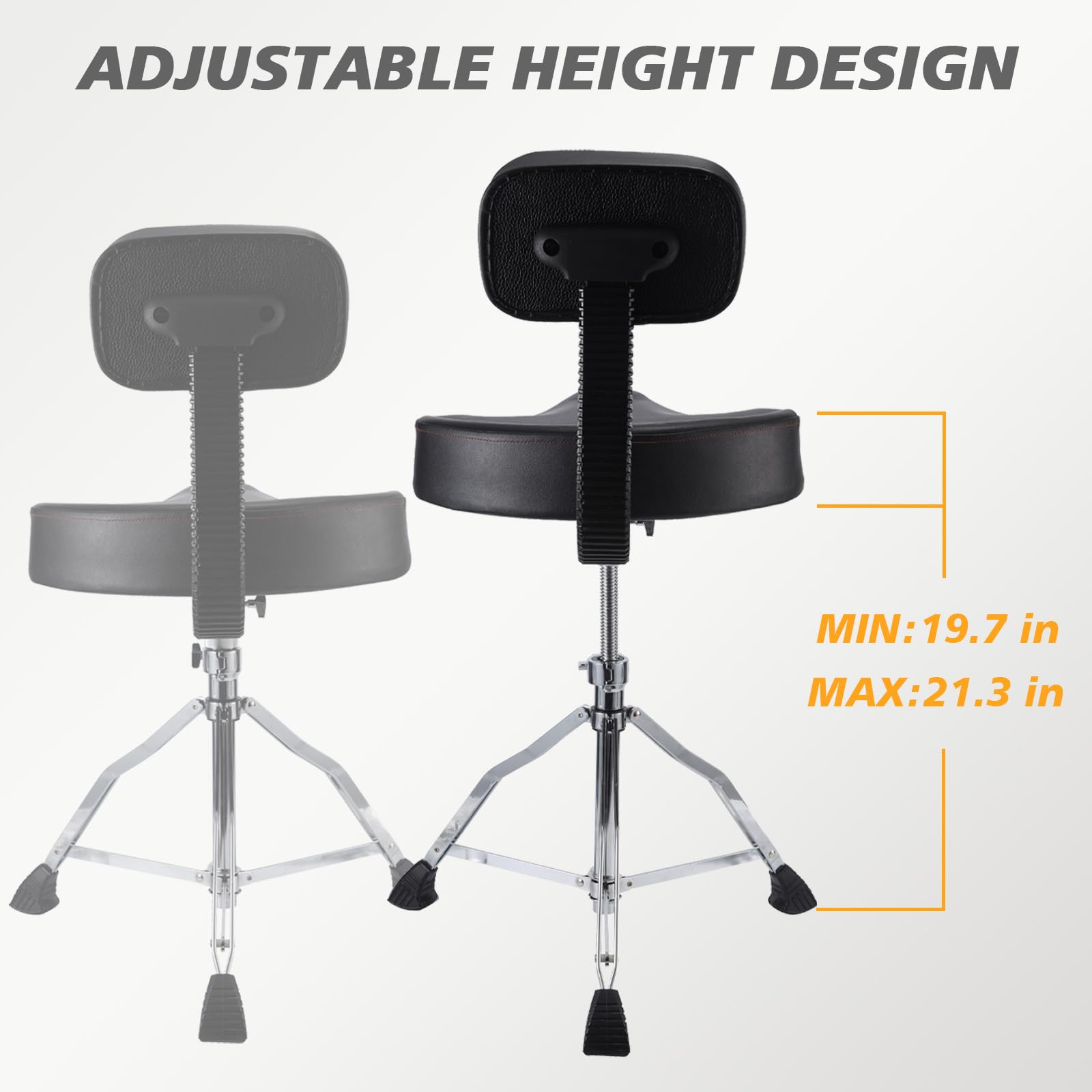 Miwayer Drum Throne with Backrest Saddle Height Adjustable Padded Drum ...