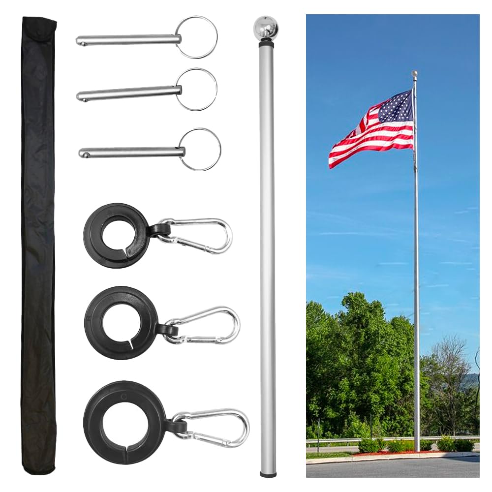 Amazon.com : 20ft Deluxe Fiberglass Residential Flag Pole - for ...