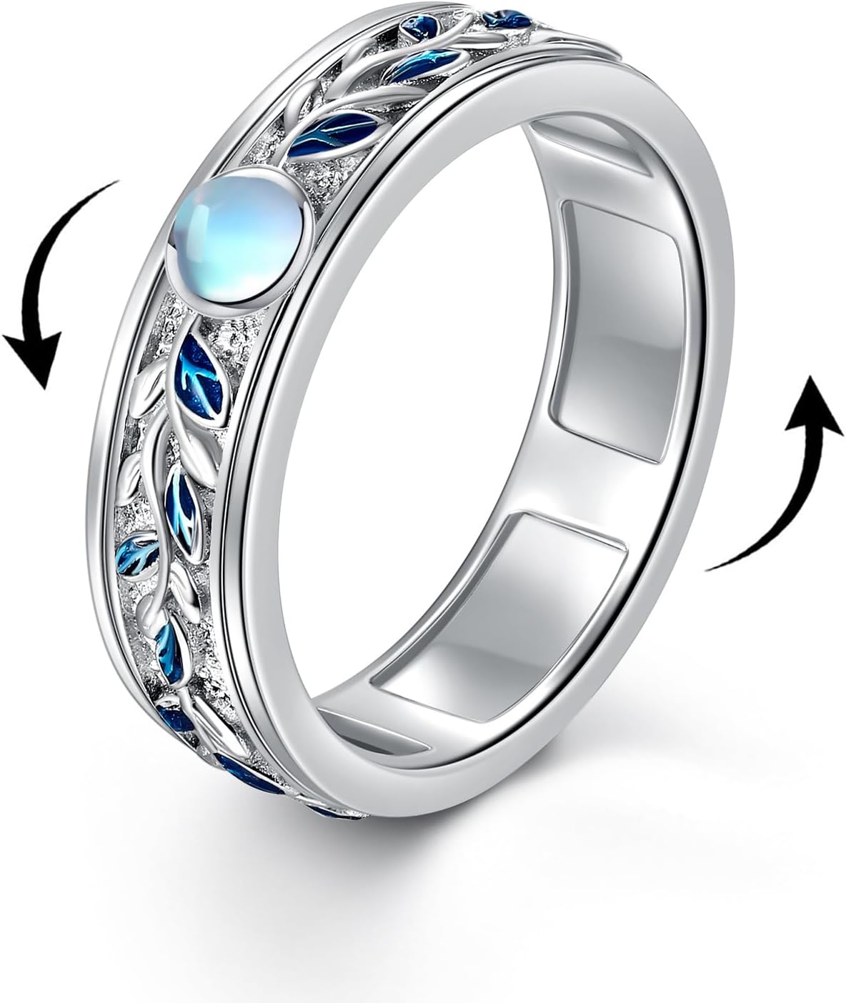 Amazon.com: VONALA Moonstone Fidget Anxiety Rings for Women 925 ...