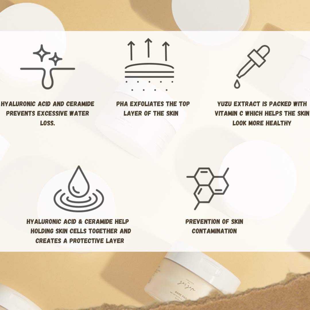 Gesgep Bare Pad, 3 in 1, Facial Cleansing Pad, No Water Cleansing ...