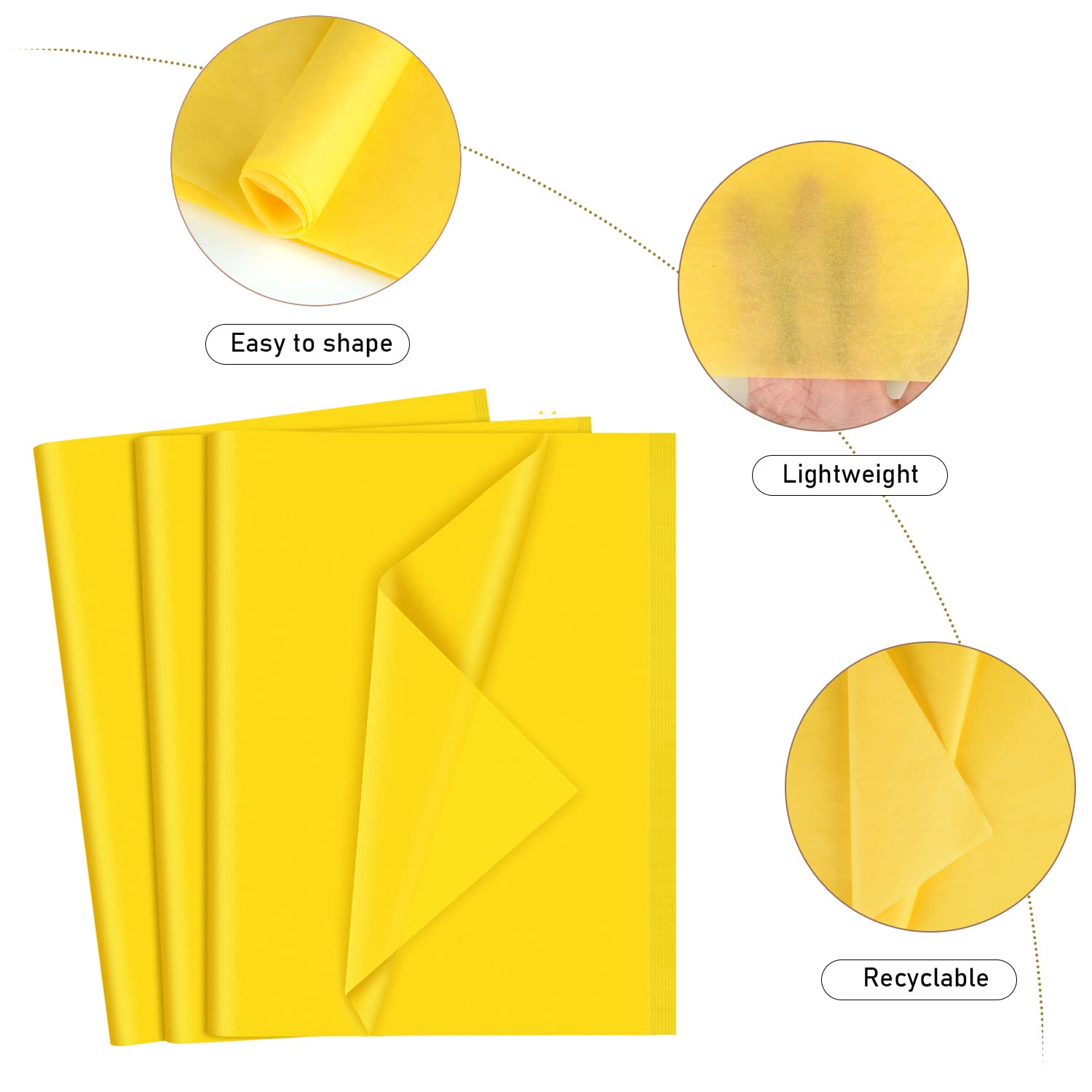 Snapklik.com : NEBURORA 120 Sheets Yellow Tissue Paper - 14 X 20 Inches ...