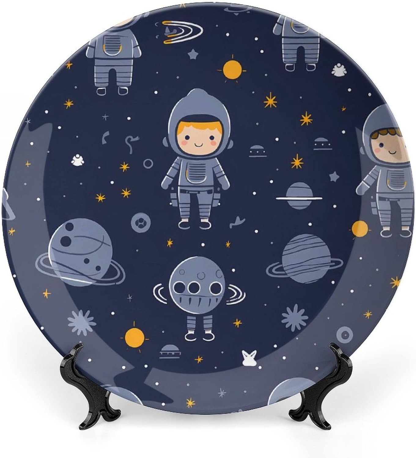 Amazon.com: Outer Space Planets Astronaut Decorative Plate Round ...
