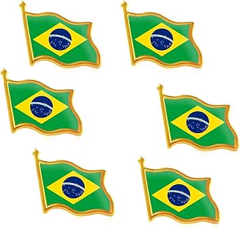 Amazon.com: 100 Pack Metal Brazil Flag Lapel Pin Waving Brazilian Pins ...