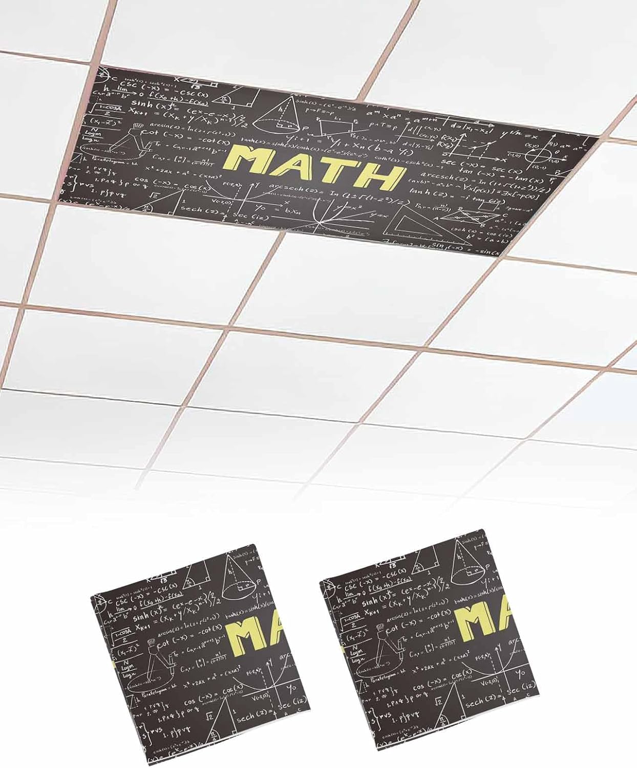 2 Pack Fluorescent Light Cover for Classroom Ceiling Light, Math ...