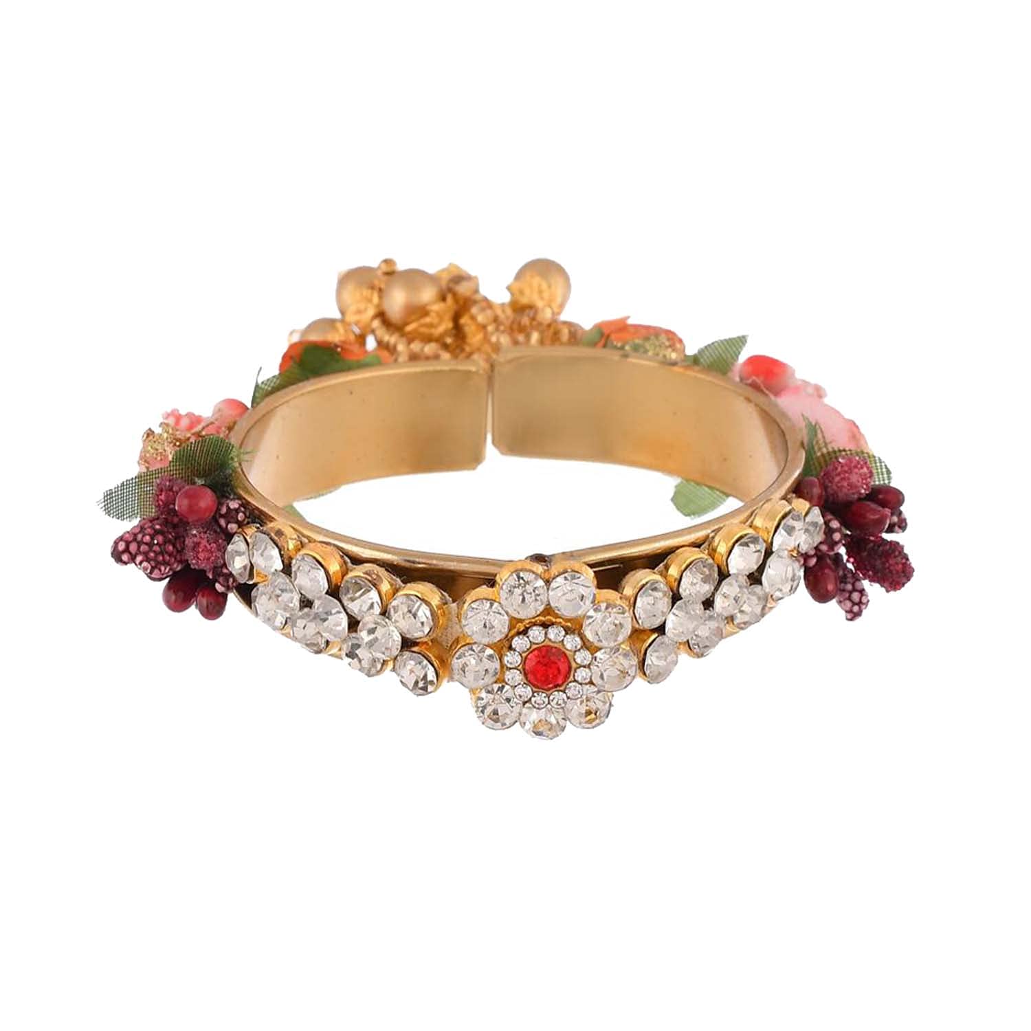 Buy ascension ® Flower Bracelet Kundan Kada Gold Plated Golden Thread ...