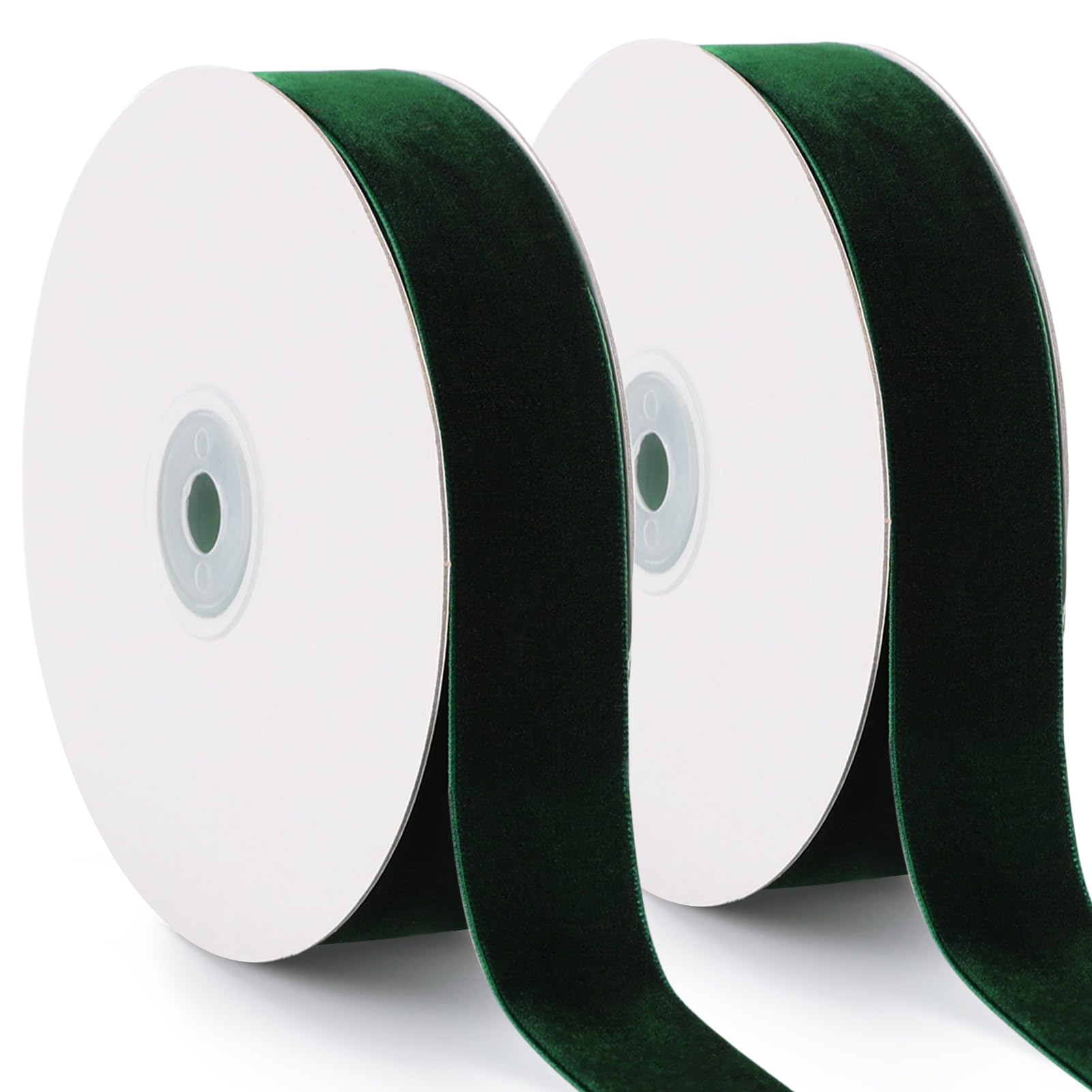 Green Velvet Ribbon, 25mm x 18m Soft Luxurious Velvet Ribbon for Gift ...