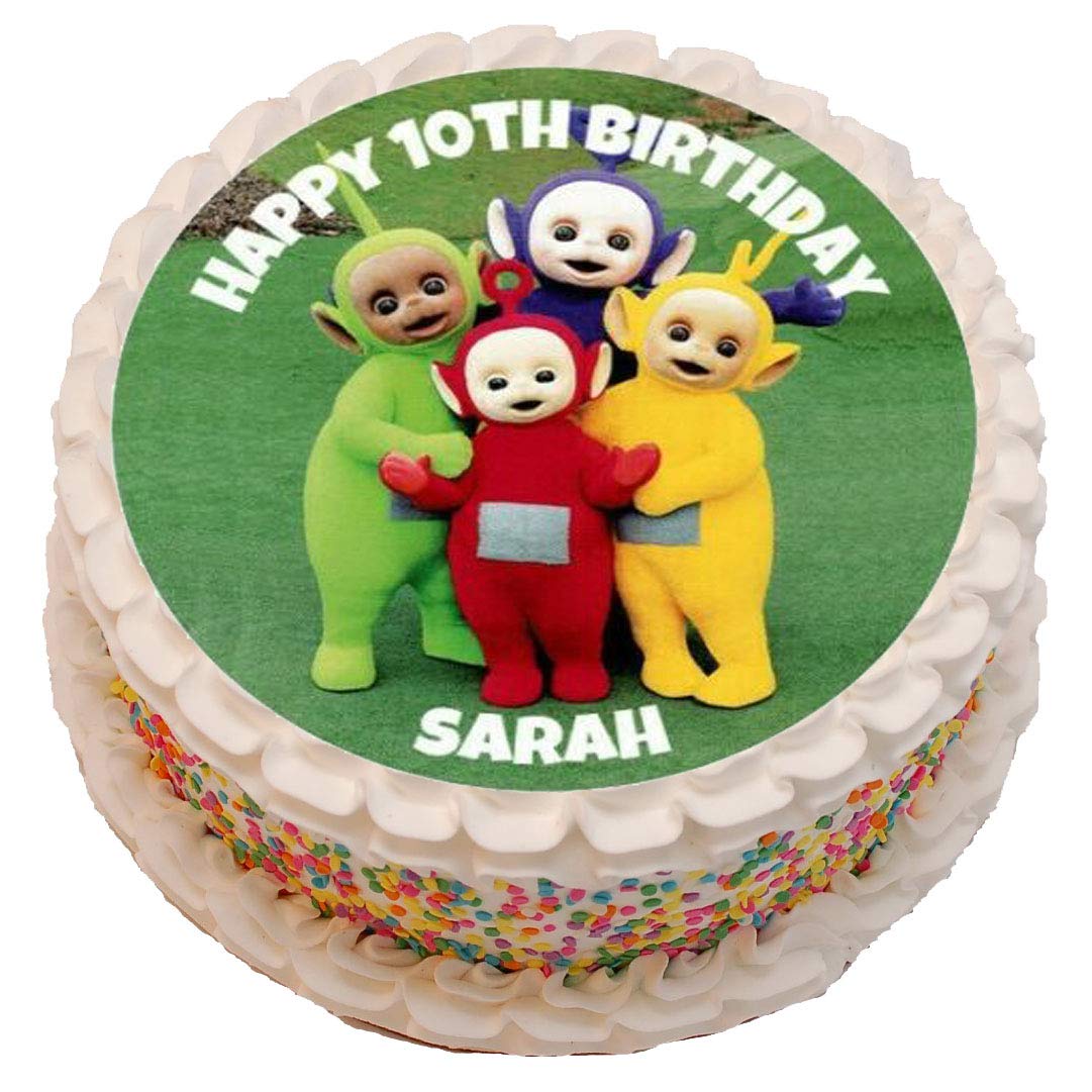 Buy Teletubbies Personalised PRECUT Cake Topper 8 Inch Round Edible ...