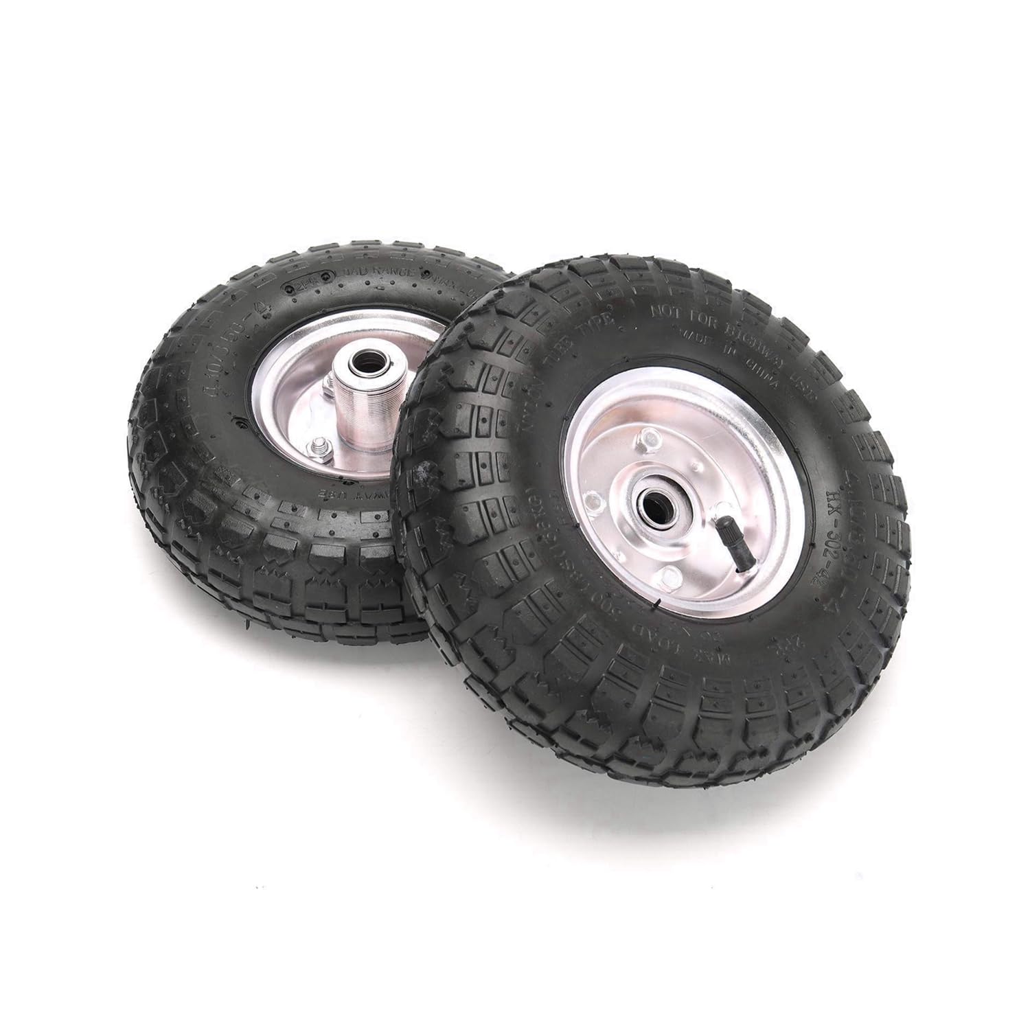 Pack of 2 Heavy Duty Wheelbarrow Wheels Pneumatiuc tyre Wheel 10" 4 ...