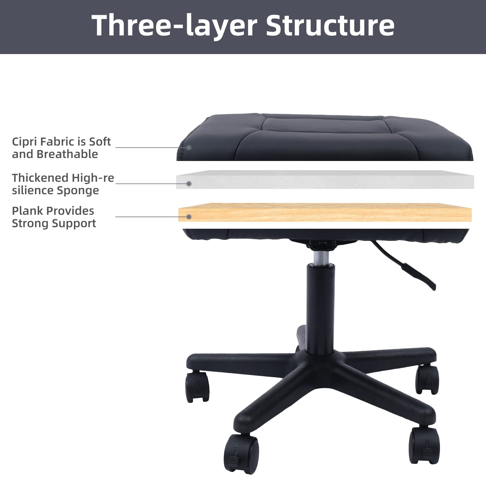 Snapklik.com : Footstool On Wheels, 15-20 Height Adjustable, Lockable ...