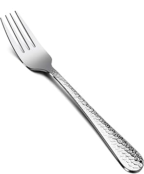 Amazon.com: E-far 12-Piece Stainless Steel Hammered Dinner Forks Set ...