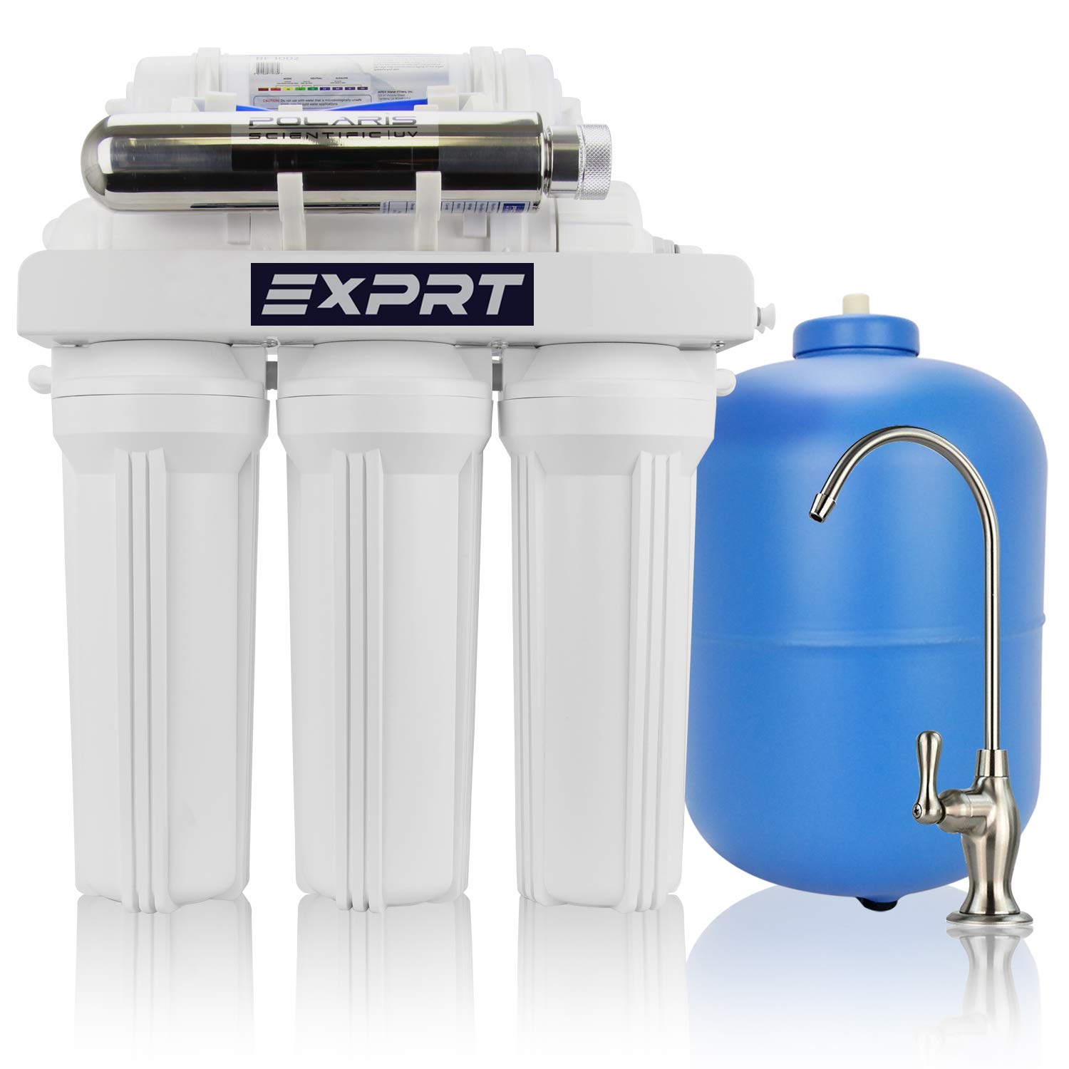 EXPRT 7 Stage Under Sink 75 GPD pH+ Reverse Osmosis Water Filter System ...