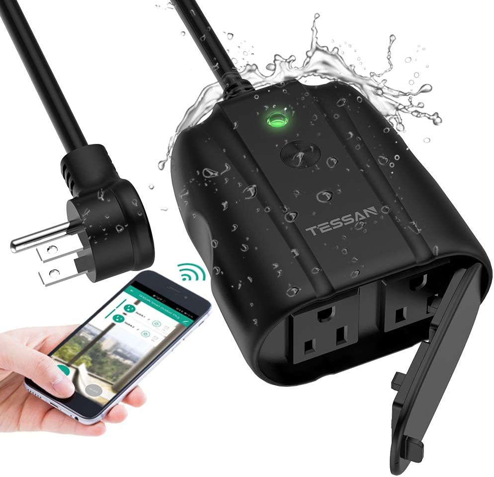 Amazon Basics Outdoor Smart Plug with 2 Individually Controlled Outlets ...