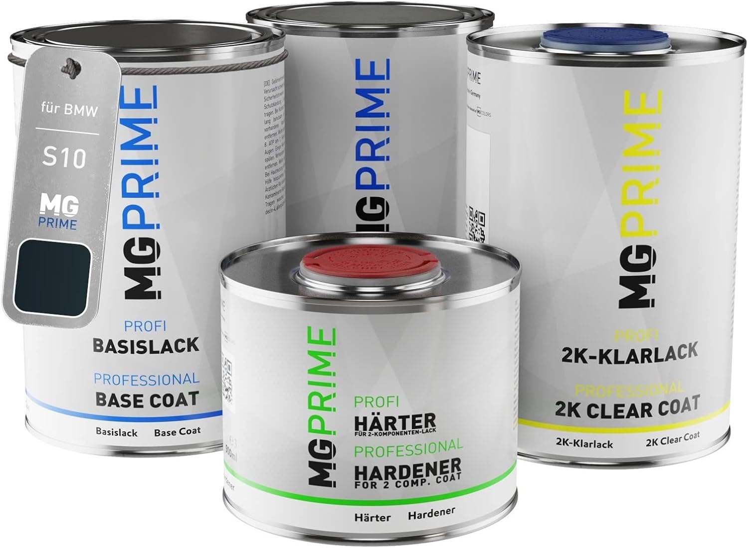 MG PRIME Car Paint Can set for BMW S10 Malachitgrün Dunkel Metallic under + base coat 2K clear ...
