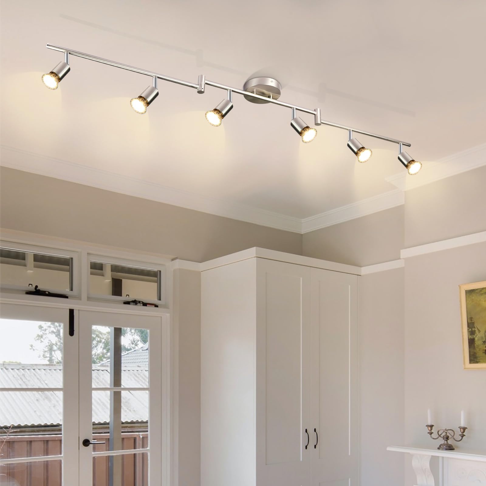 Cal Lighting SL-954-5-BS/WH Track Lighting with White Glass Shades ...