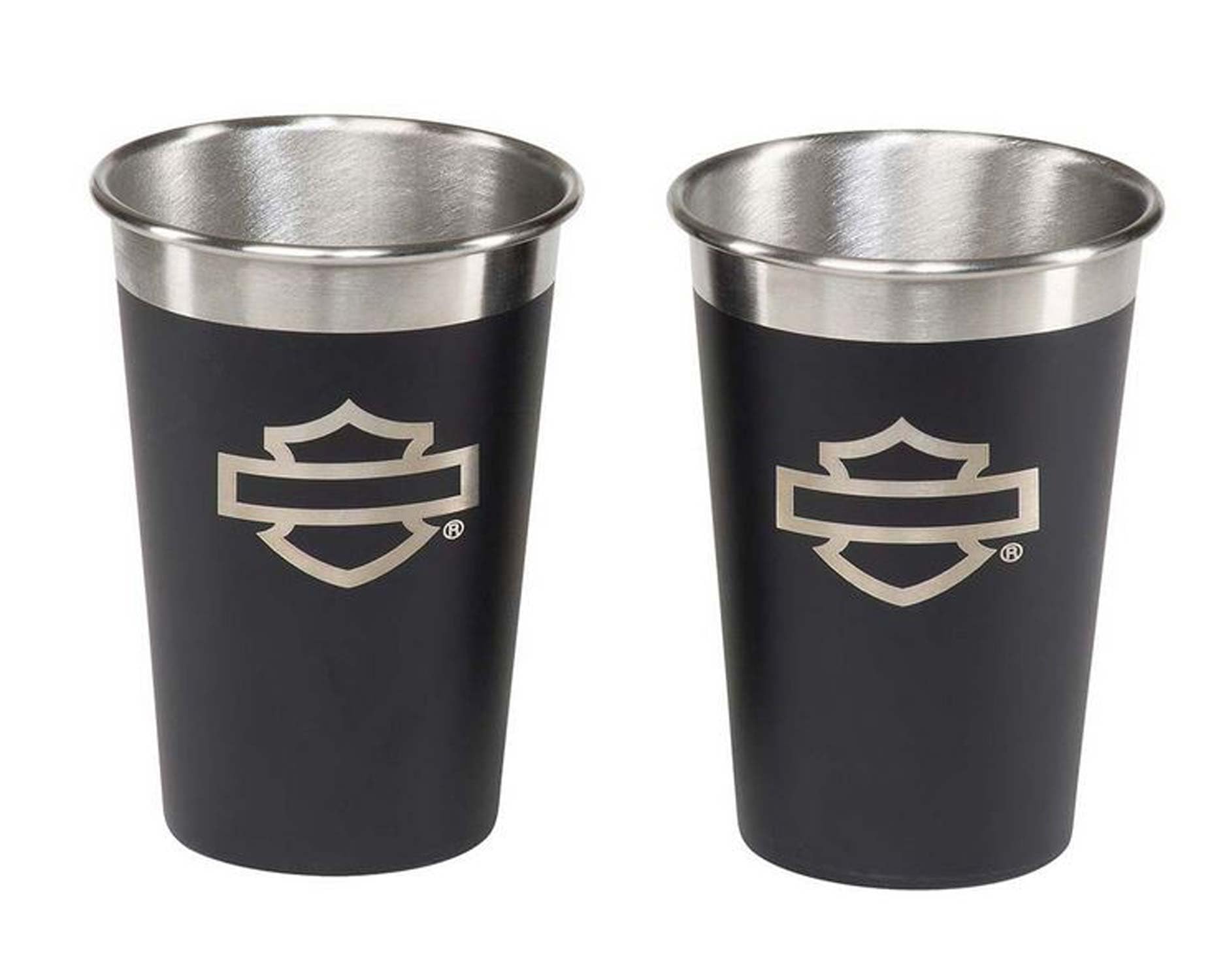 Amazon.com | Harley-Davidson Bar & Shield Stainless Steel Glass Set of ...