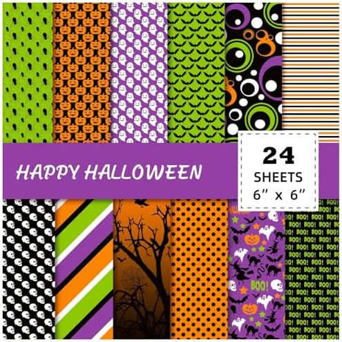 Amazon.com : Halloween Pattern Paper 24 Sheets Pumpkin Spider ...