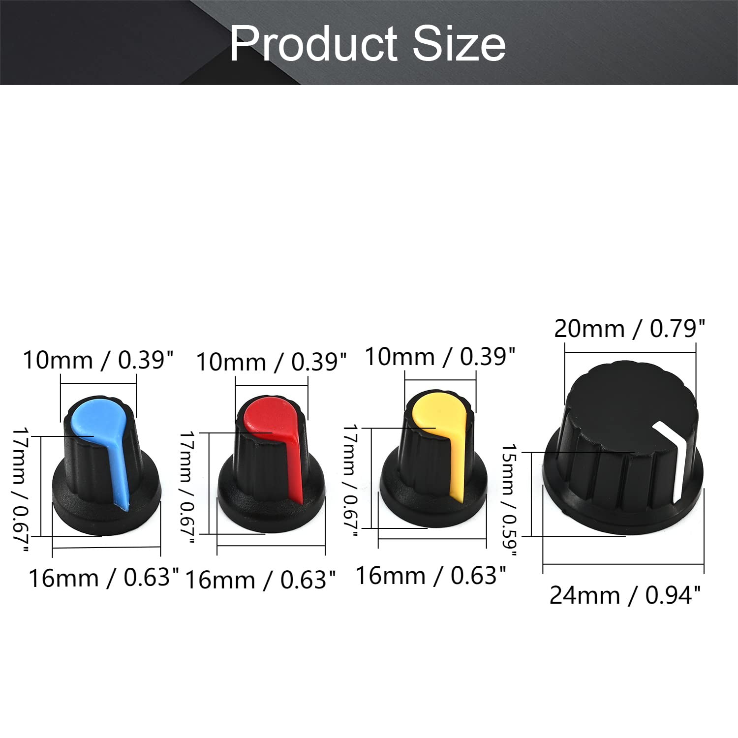 Snapklik.com : 100Pcs Potentiometer Control Knob 6mm Insert Shaft ...