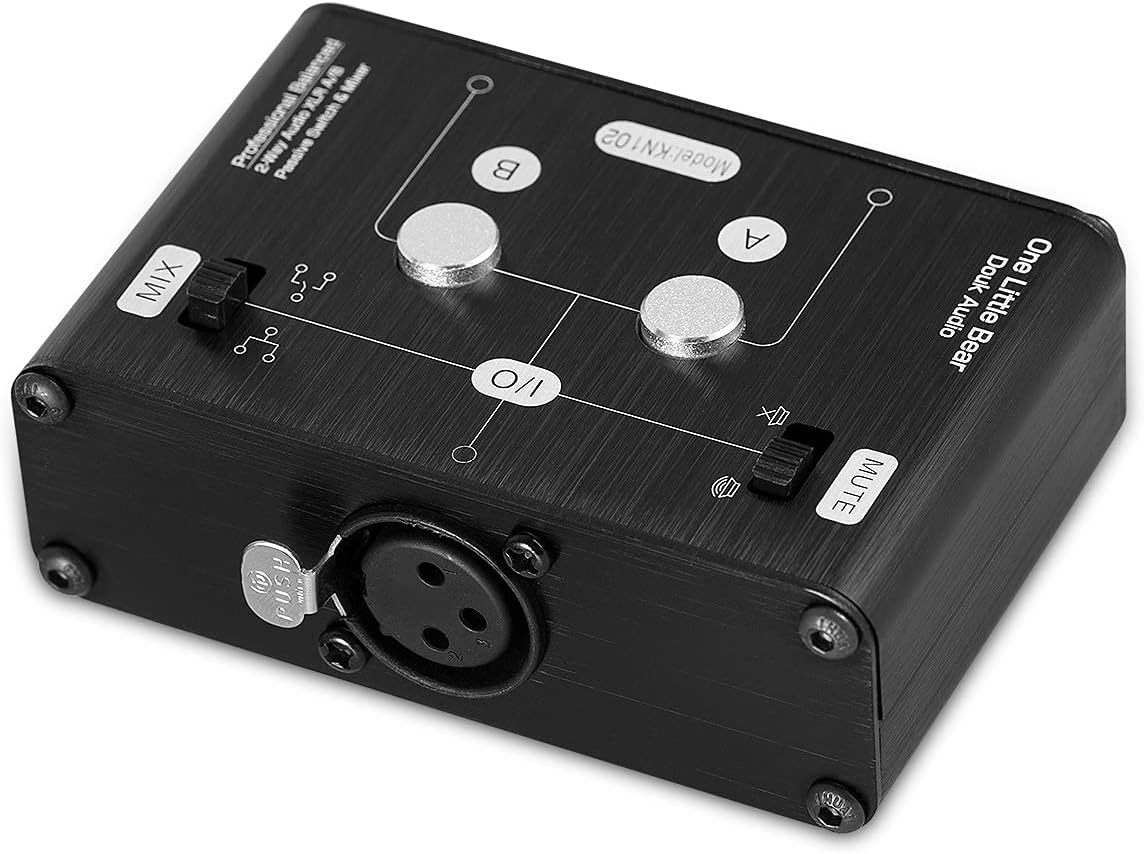 Mini 2 Way HiFi Stereo Audio XLR A/B Passive Switcher Box & Mixer Sound ...