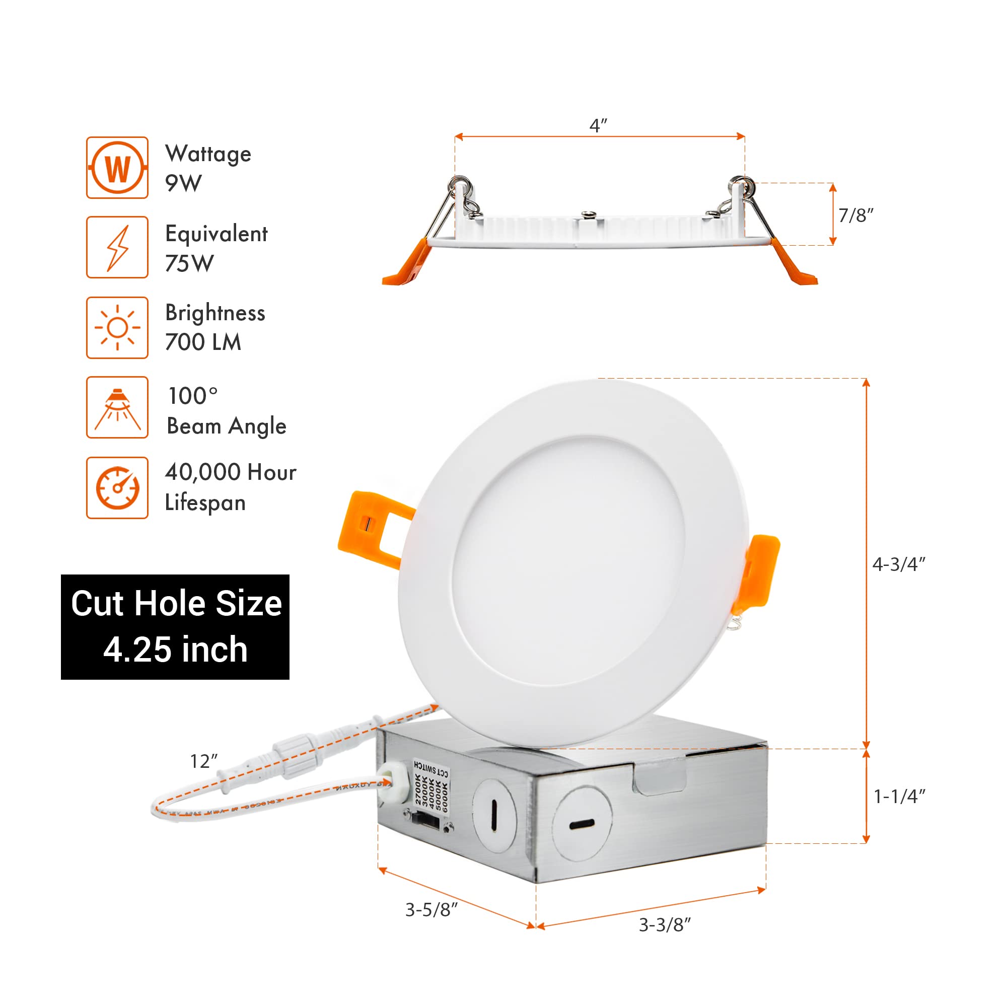 Snapklik.com : PROCURU 4-Pack 4-Inch 2700K-6000K LED Color Temperature ...